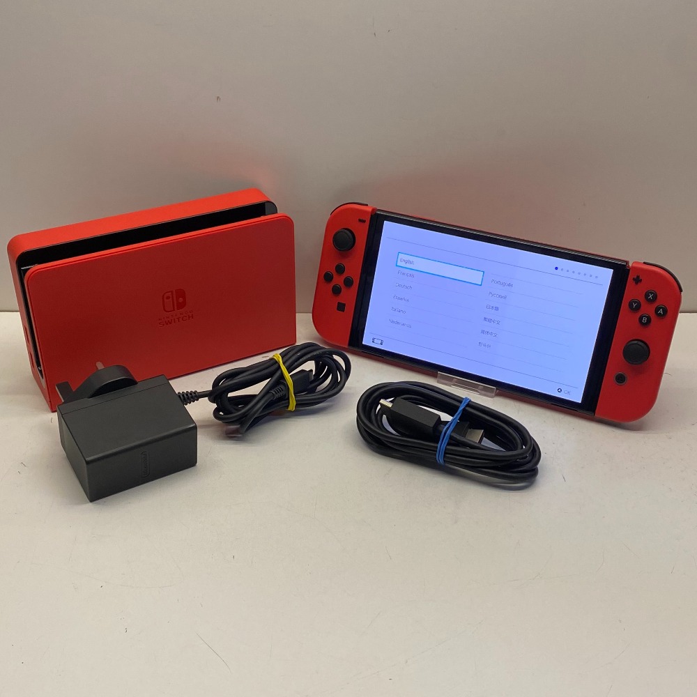 Pre-owned Nintendo Switch OLED Console with Red Joy Cons 64GB - Own4Less